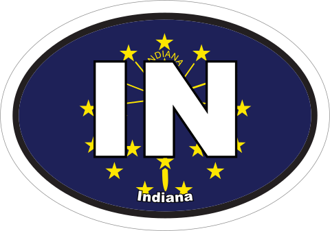 Indiana In State Flag Oval Sticker - 50+ Color Options!
