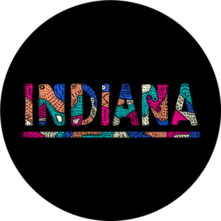 Indiana. Multicolor Doodle Lettering Sticker