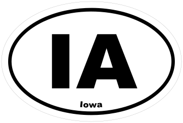 Iowa Ia Oval Sticker - 50+ Color Options!
