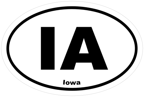 Iowa Ia Oval Sticker - 50+ Color Options!