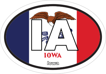 Iowa Ia State Flag Oval Sticker Shipped Fast & Free!
