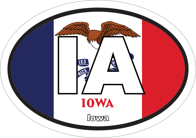 Iowa Ia State Flag Oval Sticker Shipped Fast & Free!