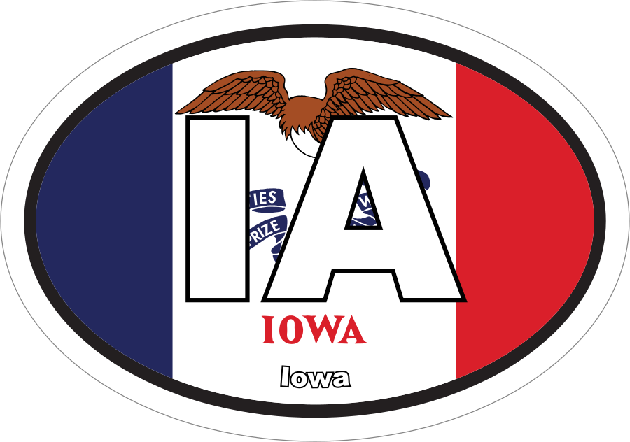 Iowa Ia State Flag Oval Sticker Shipped Fast & Free!