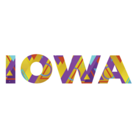 Iowa Lettering In Colorful Retro Shapes Sticker