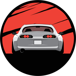 Japanese JDM Car With Red Sun Background Sticker