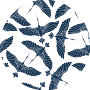 Japanese Seamless Pattern With Beautiful Cranes Sticker