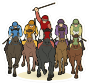 Jockeys Racing Horses Sticker