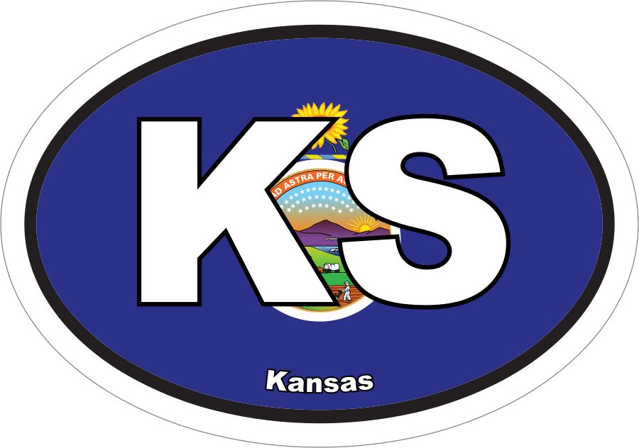 Kansas Ks State Flag Oval Sticker Shipped Fast & Free!