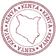 Kenya Round Rubber Stamp Sticker
