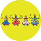 Krishna And Gopika Playing Garba Madhubani Indian Sticker