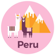 Label Of Peru With Mountains And Lamas Sticker