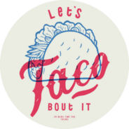 Let's Taco Bout It Vintage Blue And Pink Lettering Sticker