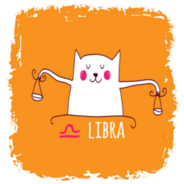 Libra Cat Symbol On Orange Sticker