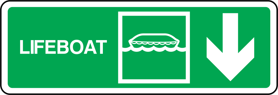 Vibrant, High-Quality Lifeboat Down Arrow Sign Station Stickers
