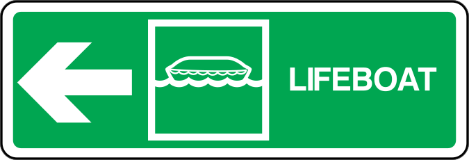Lifeboat Left Arrow Sign Station Sticker