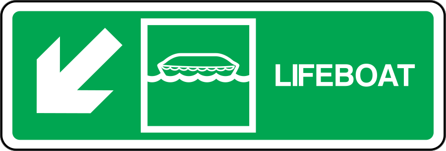 Lifeboat Lower Left Arrow Sign Station Sticker