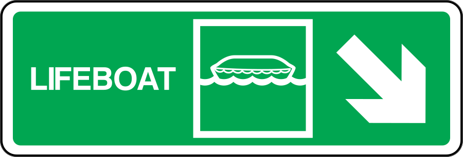 Lifeboat Lower Right Arrow Sign Station Sticker