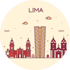 Lima Skyline, Peru Trendy Illustration Sticker