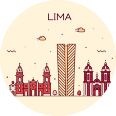 Lima Skyline, Peru Trendy Illustration Sticker