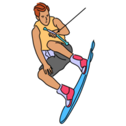 Line Art Wakeboarding Sticker