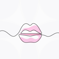 Lips Continuous Line Drawing Sticker