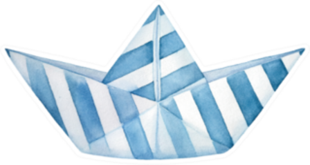 Little Decorative Striped Folded Paper Boat Sticker