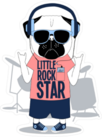 Little Rock Star Pug Dog Drummer Sticker
