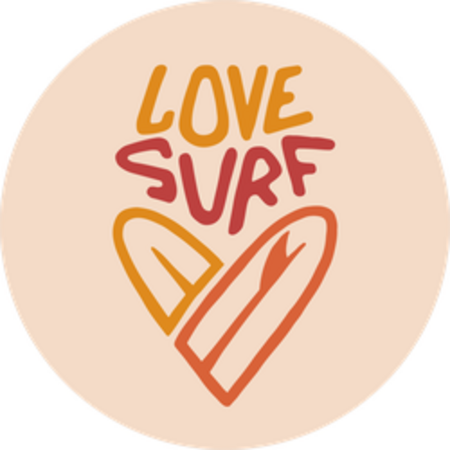 Love Surfing Heart Sticker