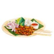 Malaysian Chicken Satay Watercolor Sticker