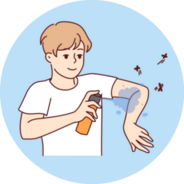 Man Applying Anti Mosquito Spray Sticker