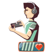 Man Playing Video Game with Life Bar Sticker