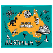 Map Of Australia With Iconic Symbols Sticker