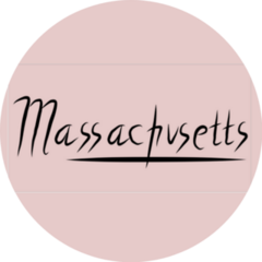Massachusetts Lettering On Pink Sticker
