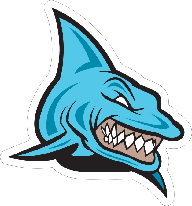 Order Your Menacing Blue Shark Mascot Sticker Today - Free Shipping!