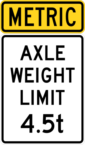 Metric Axle Weight Limit 4.5T Sticker