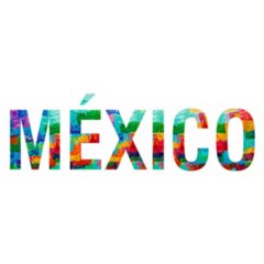 Mexico Word With Traditional Mexican Paper Sticker
