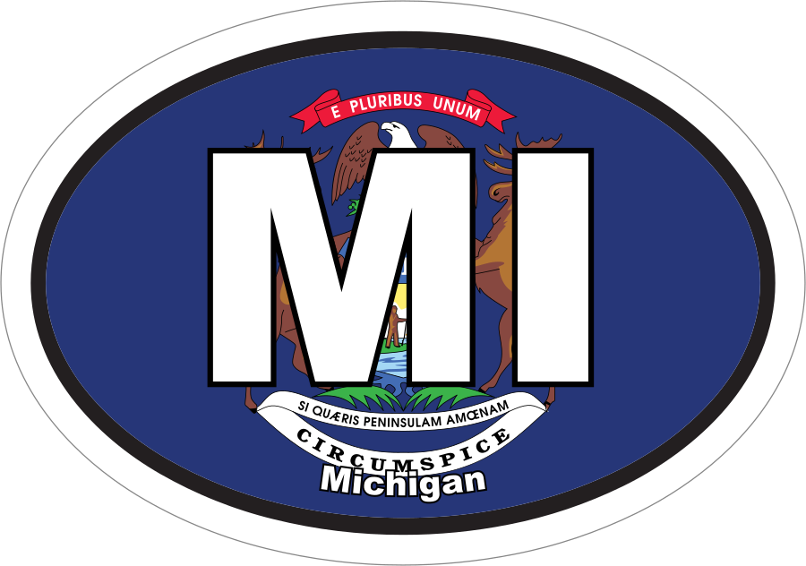 Michigan Mi State Flag Oval Sticker