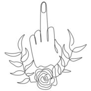 Middle Finger Up Floral Line Illustration Sticker