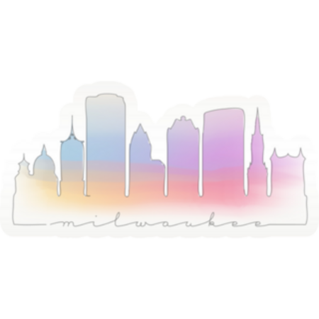 Milwaukee, Wi, Usa Skyline Watercolor City Illustration Sticker