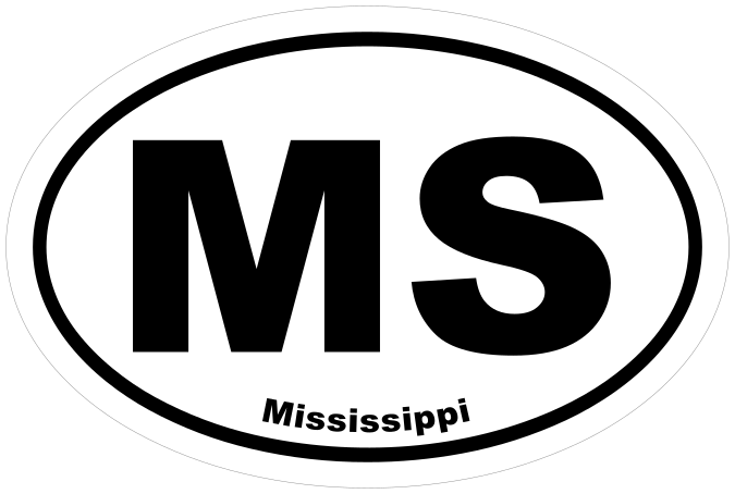 Mississippi Ms Oval Sticker