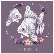 Modern Pisces Zodiac Realistic Hand Drawing Purple Sticker