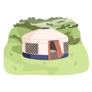 Modern Yurt In Nature Mongolia Sticker
