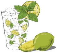 Mojito Garnished With Fresh Lime And Mint Sticker