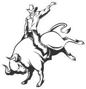 Monochrome Bull Rider Cowboy Sticker