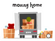Moving Home, Moving Truck With Boxes Sticker