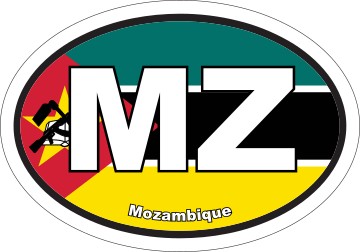 Mozambique Mz Flag Oval Sticker - 50+ Color Options!