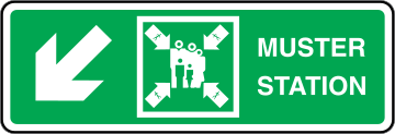Muster Station Lower Left Arrow Sign Station Sticker