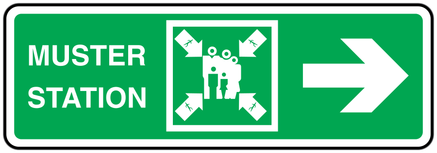 Muster Station Right Arrow Sign Station Sticker - 50+ Color Options!