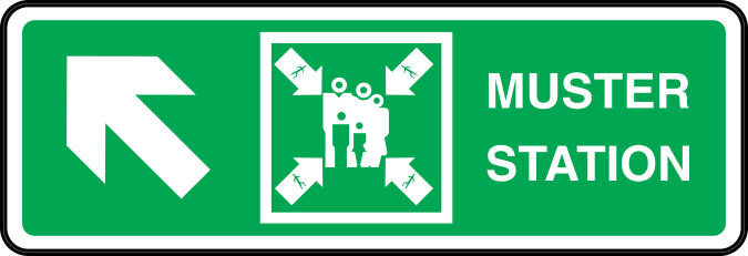 Muster Station Upper Left Arrow Sign Sticker