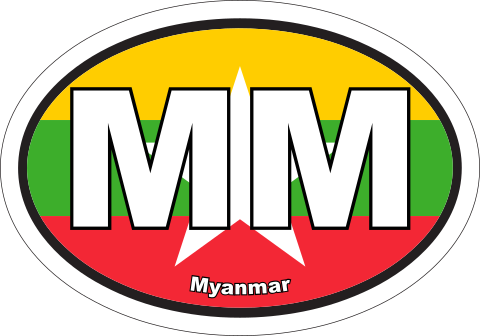 Vibrant, High-Quality Myanmar MM Flag Oval Stickers